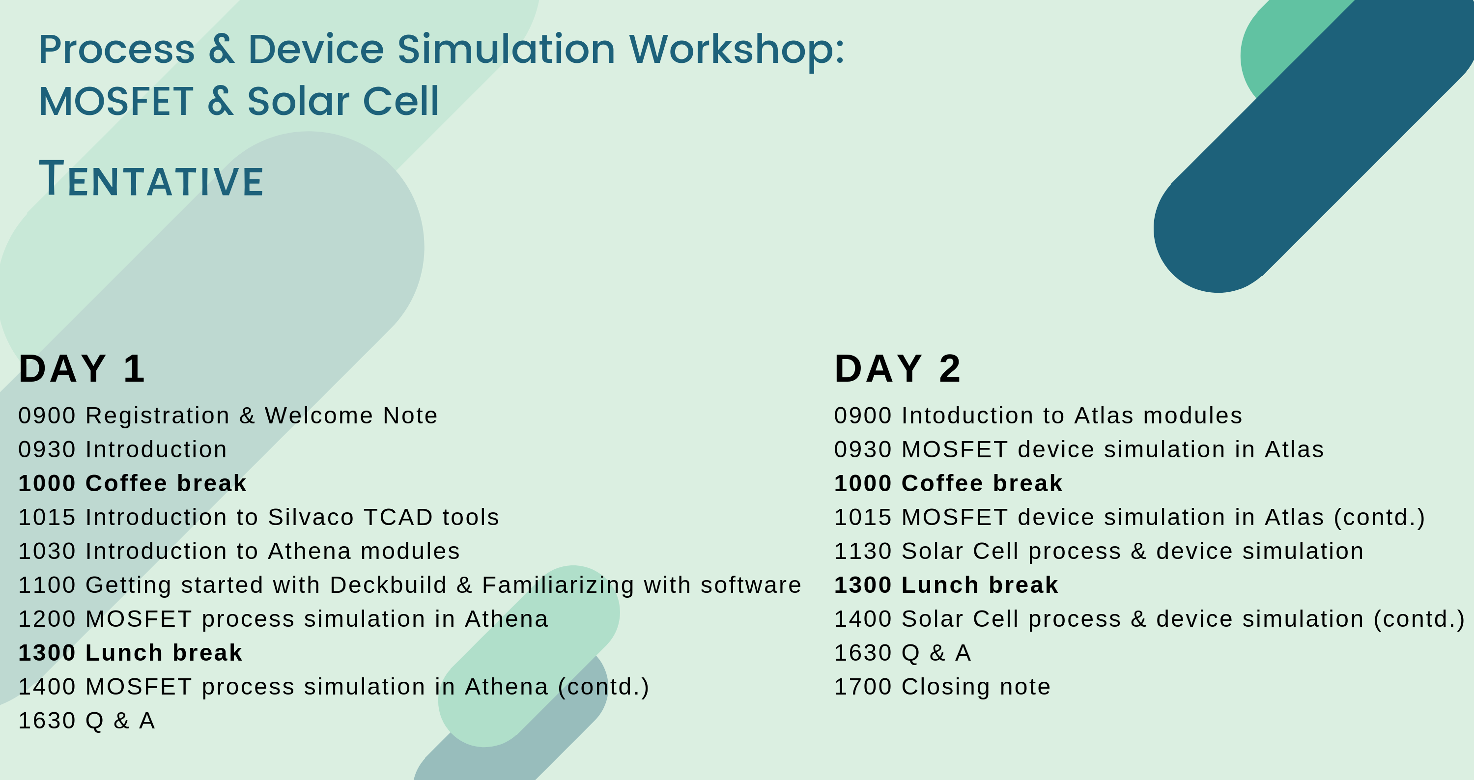Process And Device Simulation Workshop Mosfet And Solar Cell Ic Microsystems